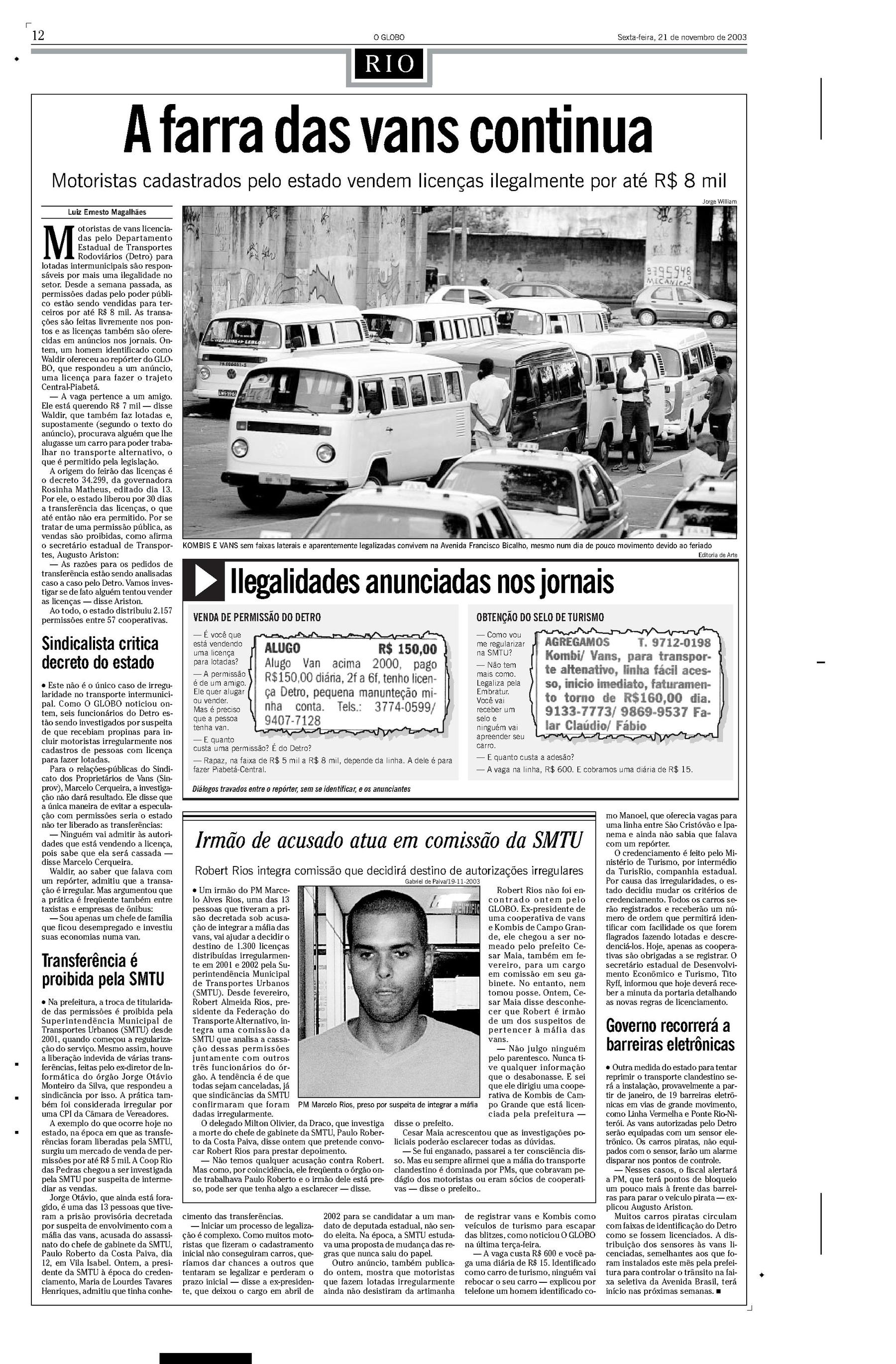 A máfia das vans | Memória O Globo